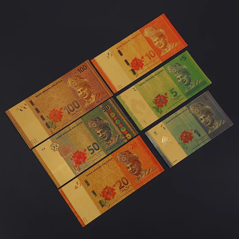6-pcs-lot-Malaysia-1-5-10-20-50-100-RMG-Gold-Foil-Banknote-For ...