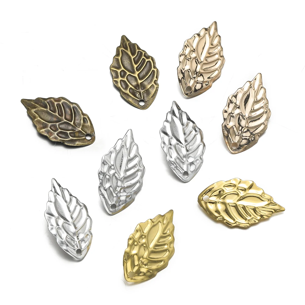 100pcs/Lot 10*18mm Metal Leaf Shape Pendant for Jewelry Making DIY ...