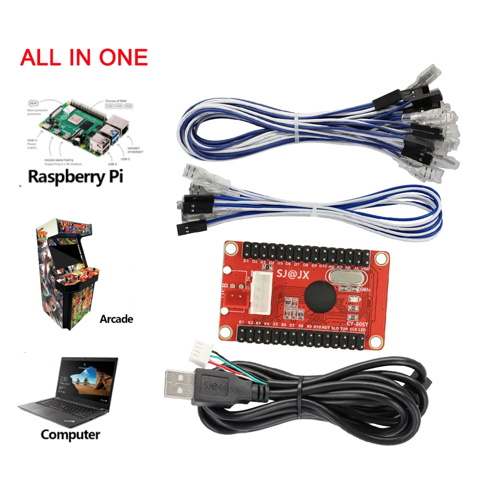Zero Delay Board DIY Arcade USB Encoder Support PC/ PS3 /Raspberry Pi / Android /Hitbox With ...
