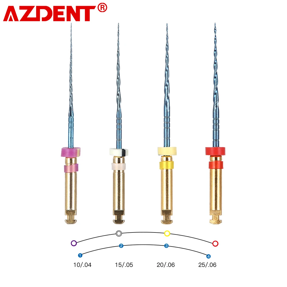 AZDENT-Dental-4Pcs-Engine-Use-NiTi-Rotary-Files-Endo-Root-Canal-Heat ...