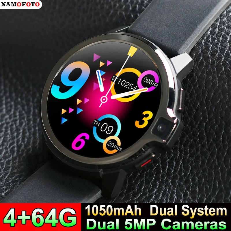 NAMOFOTO 남성용 스마트 워치 휴대폰, GPS SIM 카드 통화, 와이파이 핫스팟, 64GB 듀얼 카메라, 5MP, 2 ...