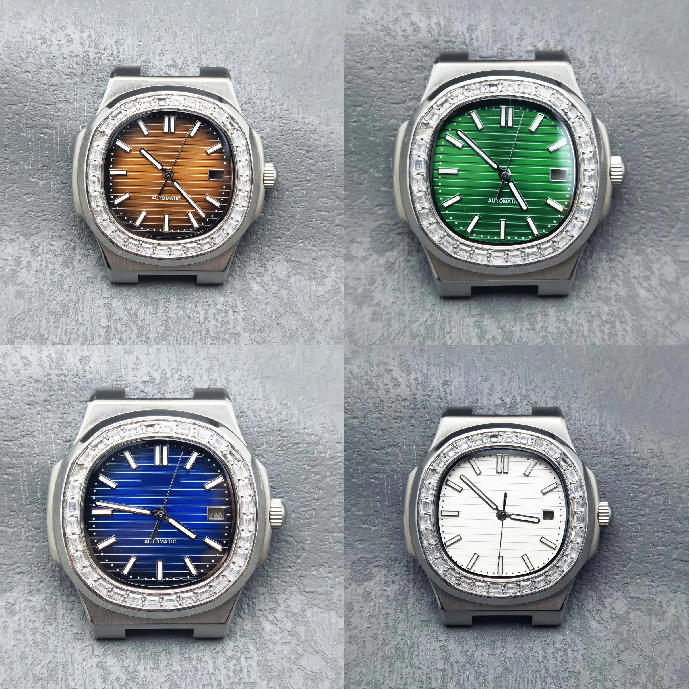 Caja de acero inoxidable NH35 Nautilus Diamond, accesorios de reloj de ...