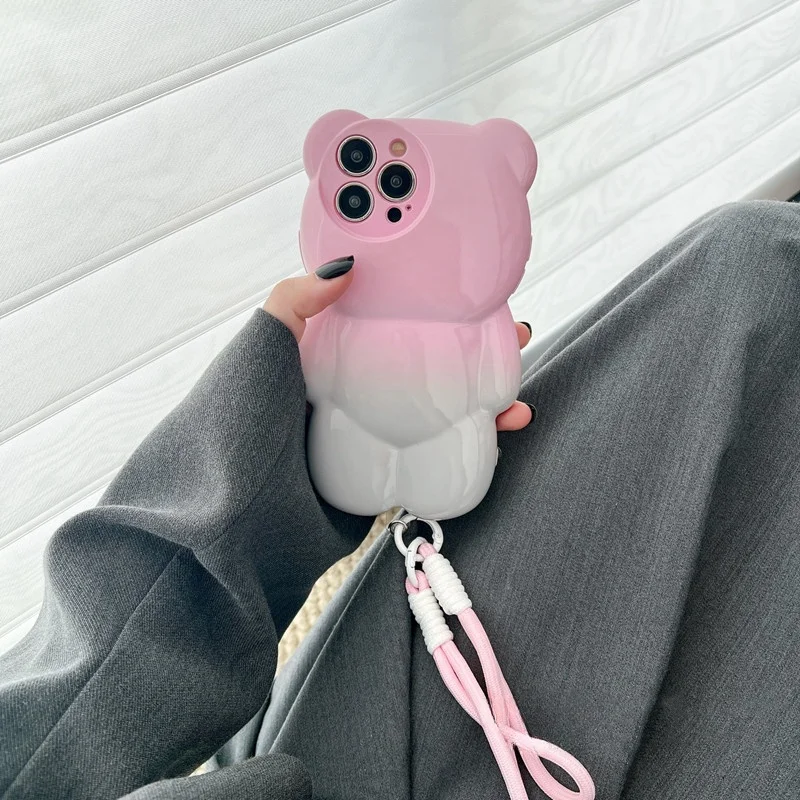 Gradiente-em-forma-de-urso-caso-do-telefone-equipado-com-corda-curta ...
