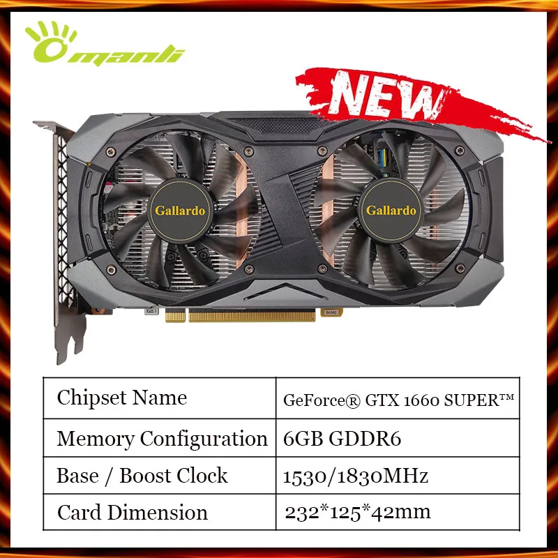 MANLI- GeForce GTX 1660 슈퍼 가야도 6GB 그래픽 GPU 192bit DDR6 게임 카드 - 티몬