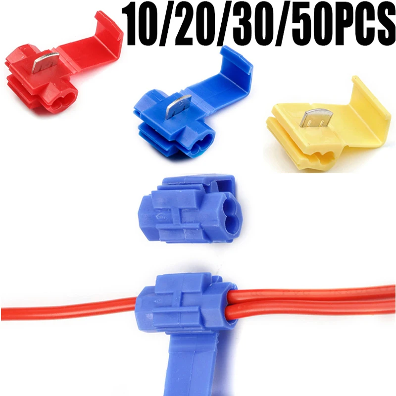 10/50Pcs Lock Wire Electrical Cable Connectors Insulated Terminals ...