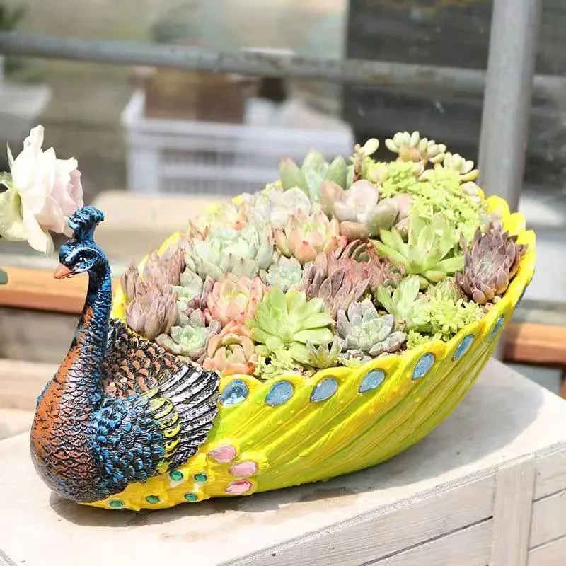Creative-Peacock-Flower-Pot-Resin-Meaty-Flower-Pot-Desktop-Decoration ...