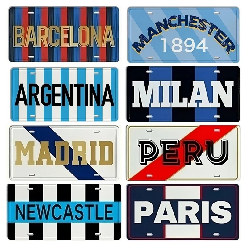 Retro-Artisian-Ctiy-License-Plate-MILAN-Barcelona-Madrid-Country-Metal ...