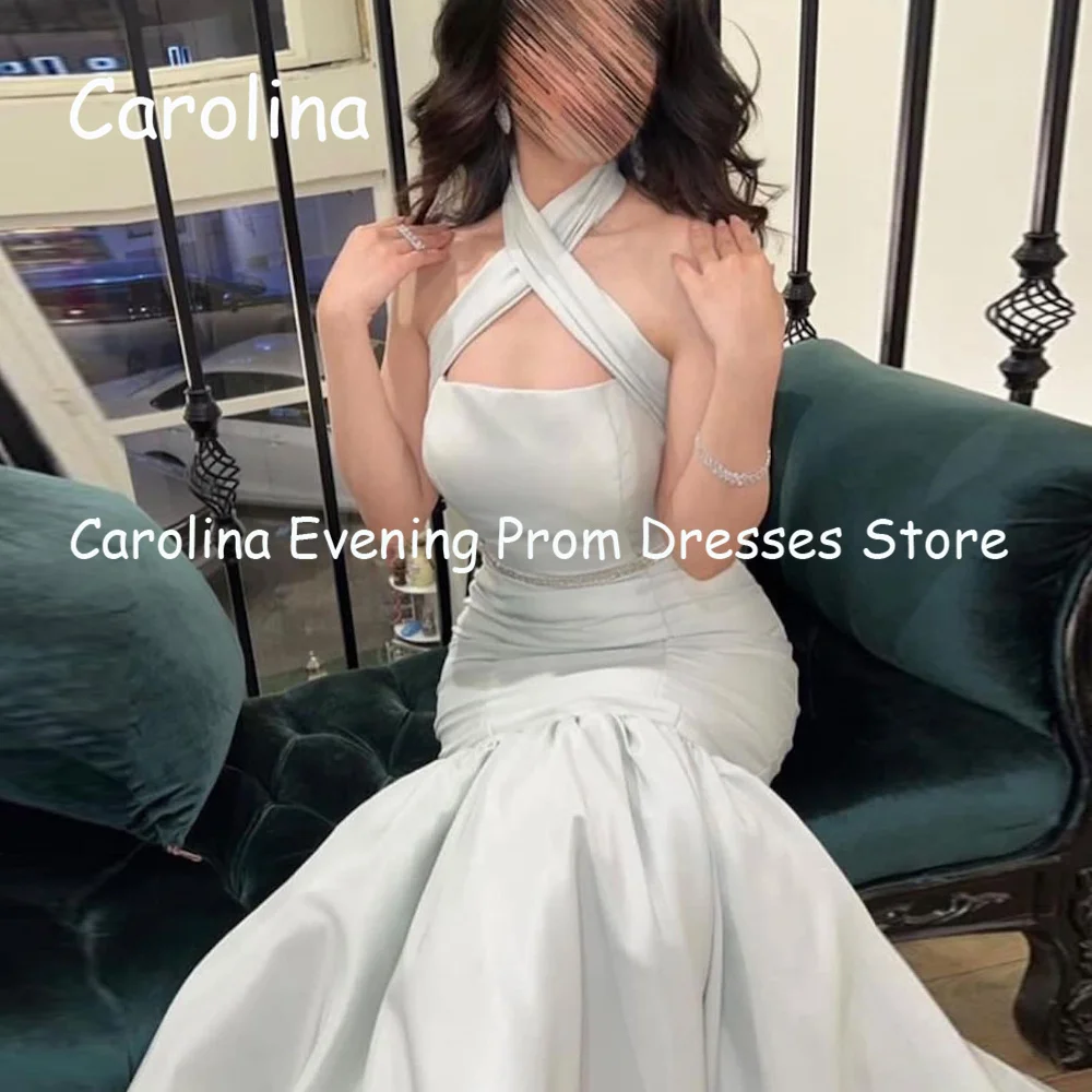 Carolina-Satin-Mermaid-Halter-Arab-Ruffle-Prom-Gown-Ankle-Length-Saudi ...