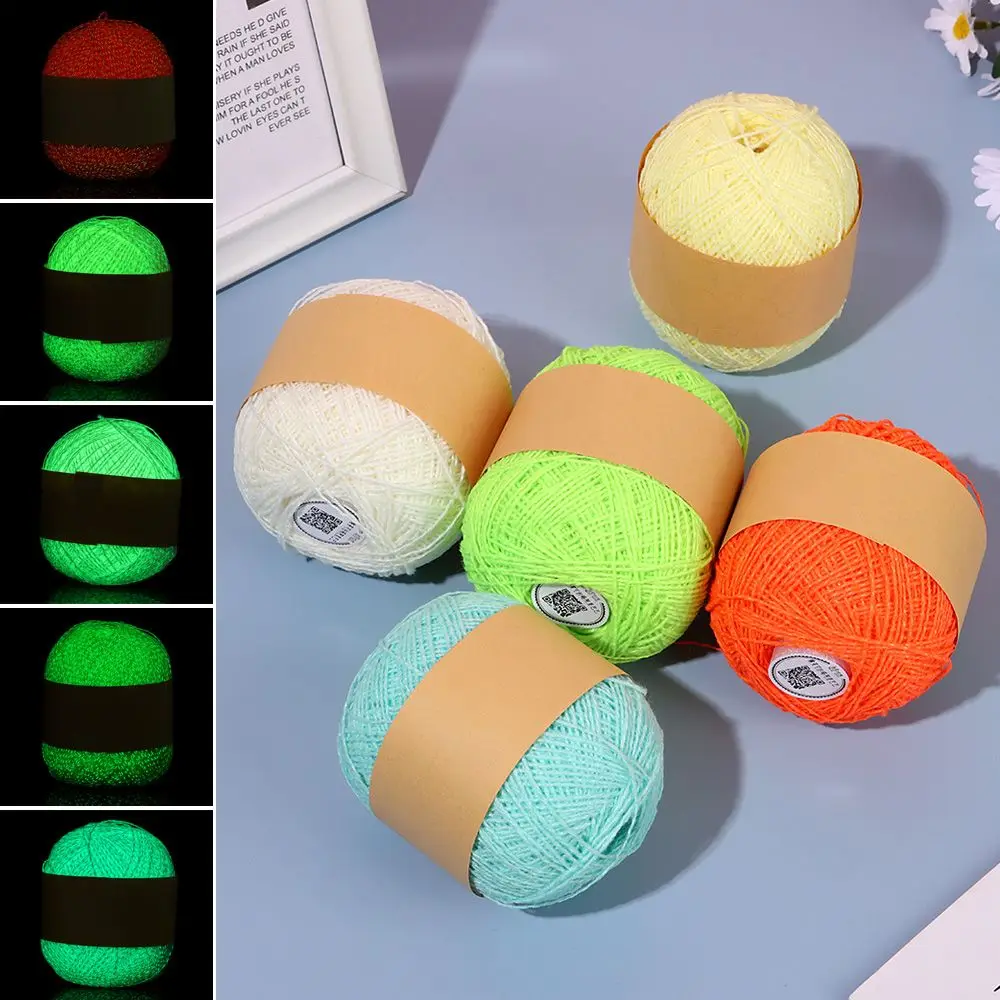 1Roll 2~2.5mm Glow in the Dark Yarn Polyester Luminous Chunky Knitting ...