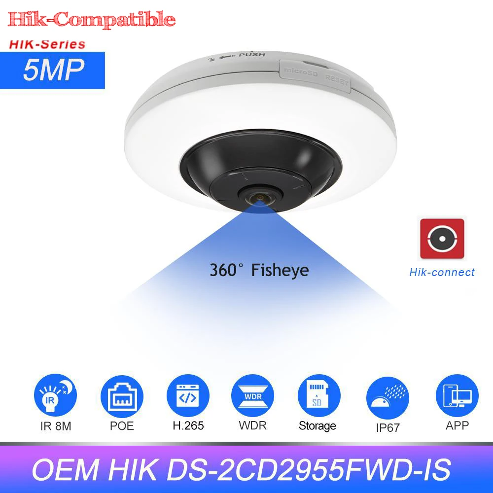 HIK-OEM-5MP-Fisheye-IP-Camera-Support-2-way-Recording-SD-Car-Slot-CCTV ...