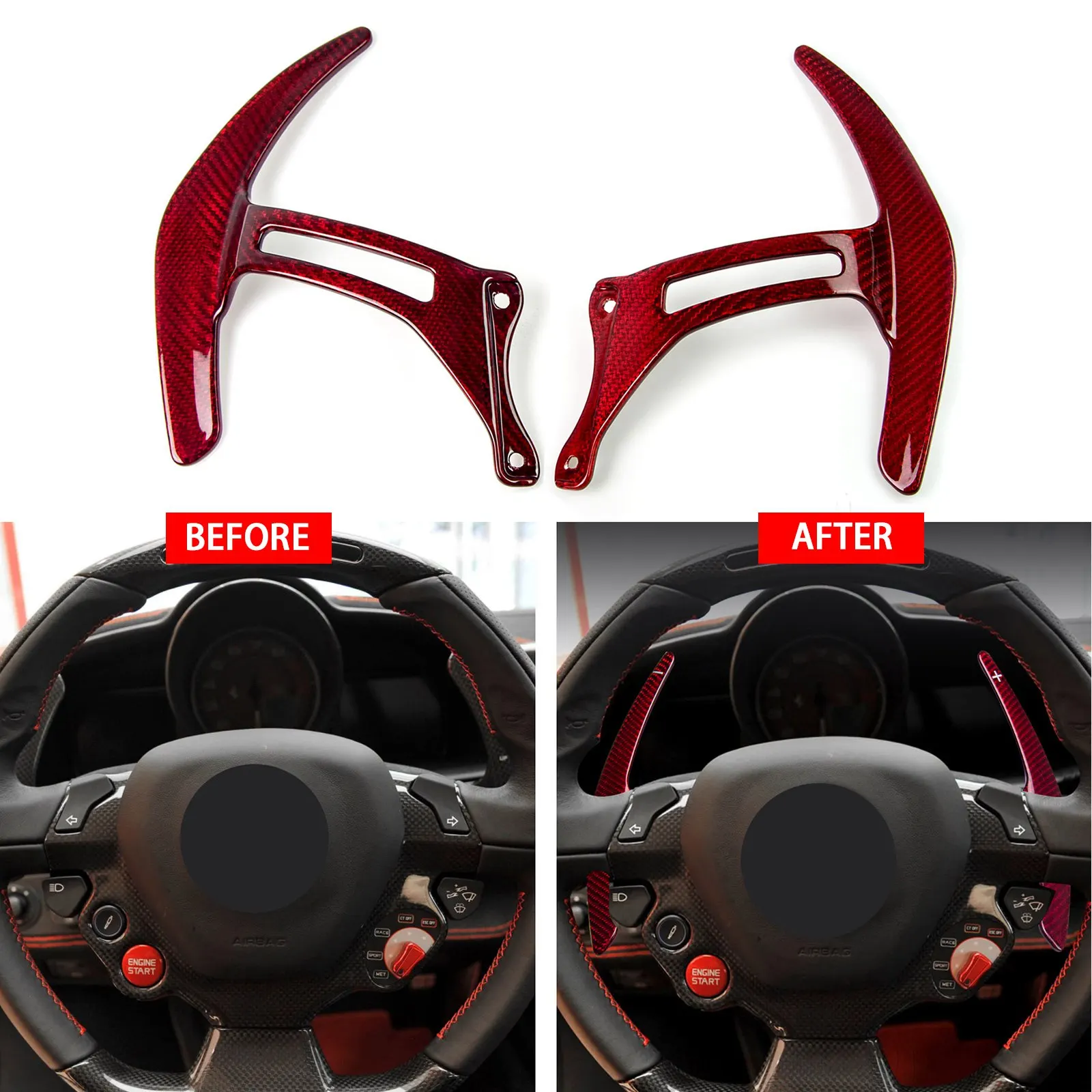 Real-Carbon-Fiber-Car-Steering-Wheel-Shifter-Paddle-Extension-Trim-For ...