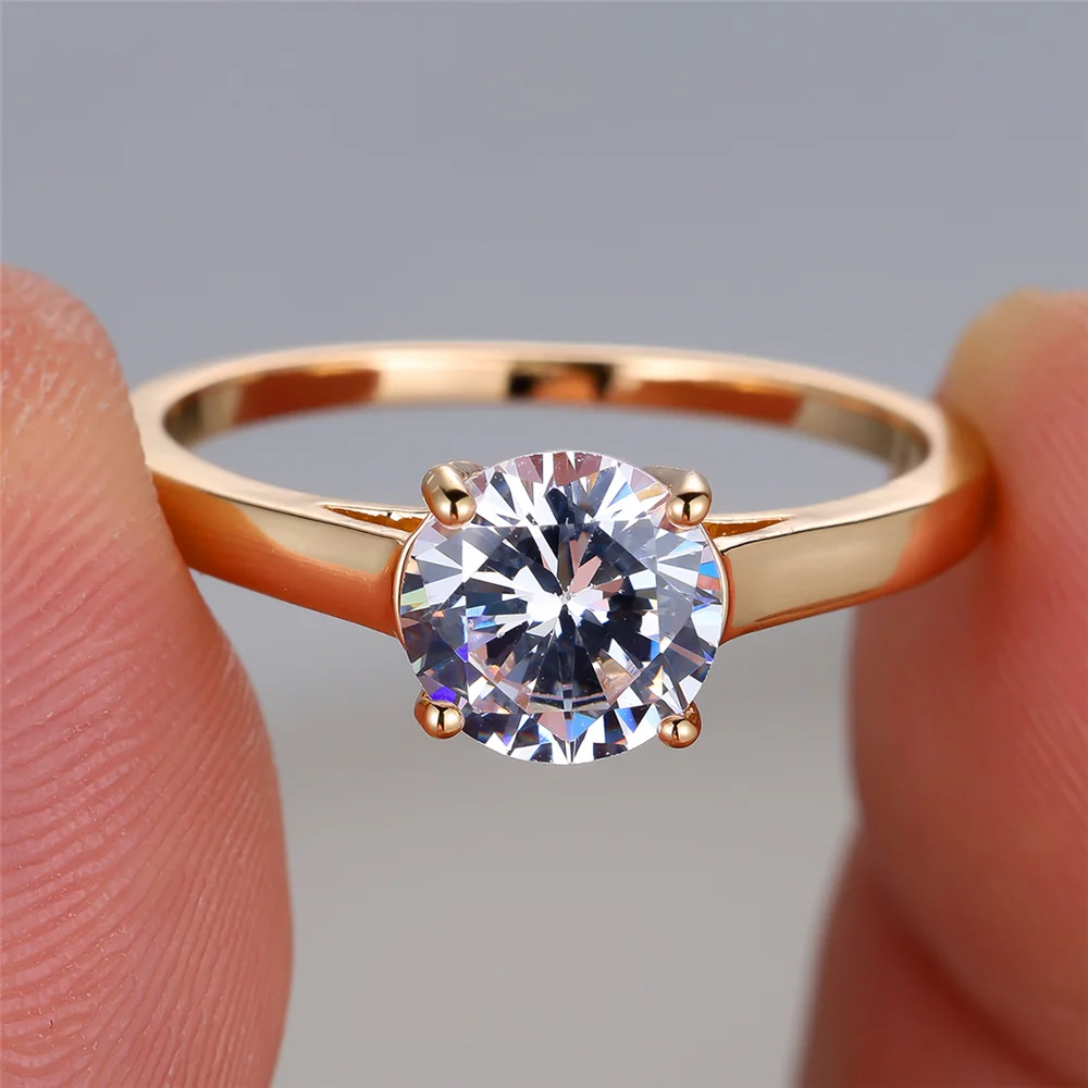Classic Cute Bridal Round Small Engagement Rings For Women Female White ...