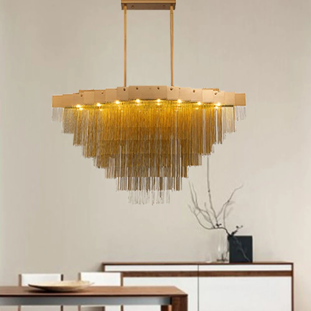 Modern Chain Chandeliers Gold Black Bedroom Decoration Suspension ...