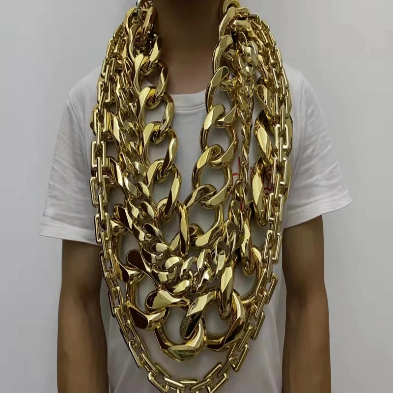 New-Acrylic-Necklace-Bulky-Hip-Hop-Thick-Large-Gold-Chain-Men-Women ...