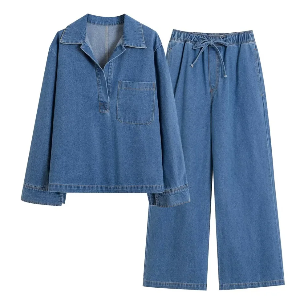 PB-ZA-Conjunto-de-pantalones-de-cintura-alta-para-mujer-Jersey-vaquero ...