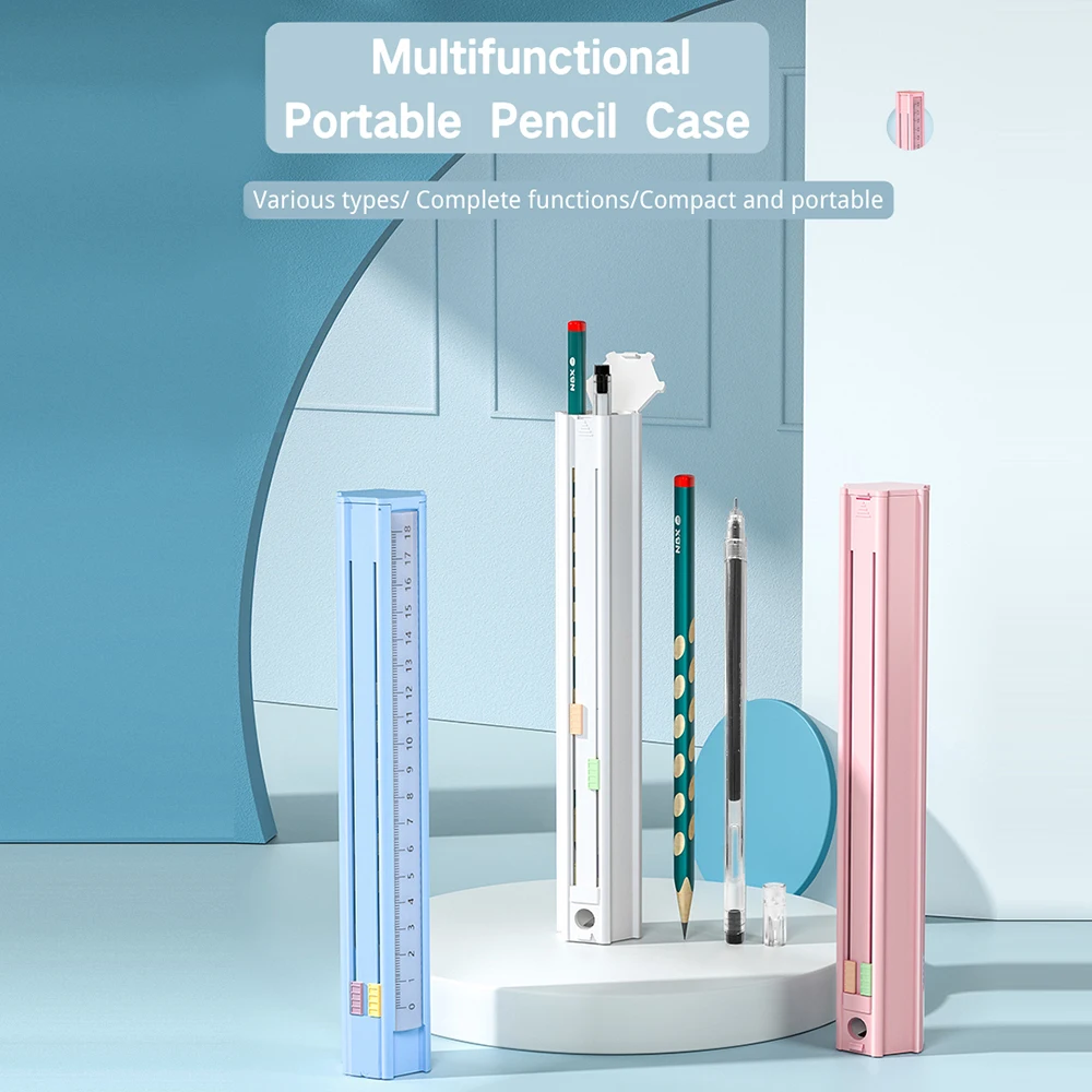 NBX Multi-Function Cute Pencil Box Hexagonal Standing Pen Holder Push ...