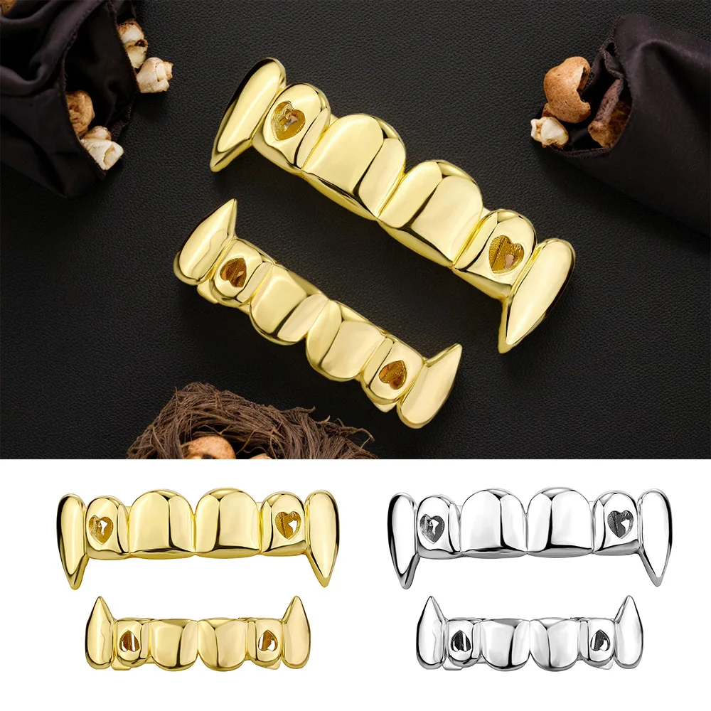 YOUNGX-Gold-Silver-Color-Hollow-Heart-Tooth-Caps-For-Women-Men-Hip-Hop ...