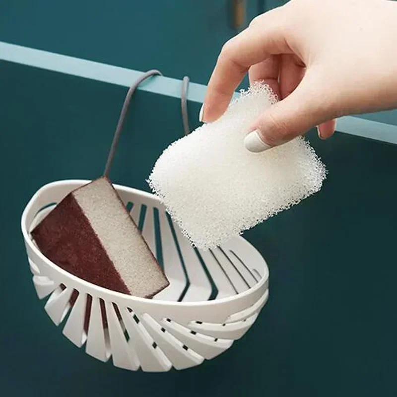 Shell-Shape-Sink-Soap-Sponge-Drain-Rack-Kitchen-Hanging-Basket-Storage ...