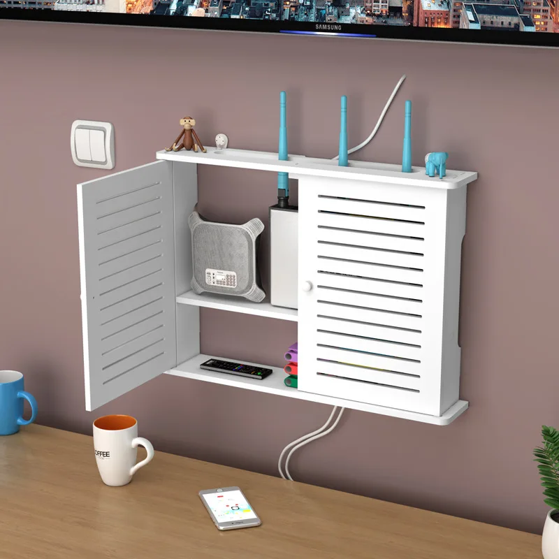 Storage-Box-Wireless-Wifi-Router-Wall-Hanging-Plug-Board-Bracket-Cable ...