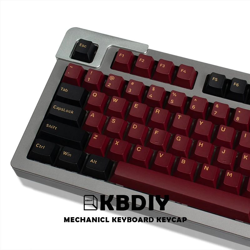 KBDiy GMK 레드 사무라이 PBT 키캡, 체리 프로필 더블 샷 블랙 레드 키캡 세트, 기계식 게이밍 키보드용 커스텀 키캡 ...