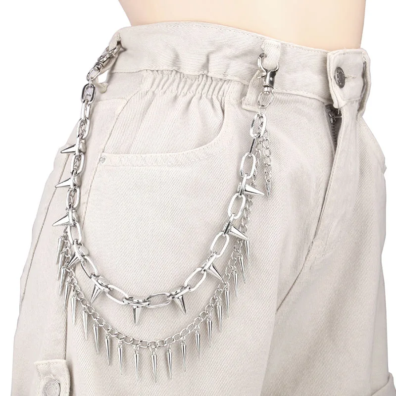 Punk-Rock-Layered-Pants-Chain-For-Men-Women-Fashion-Keychain-Spikes ...