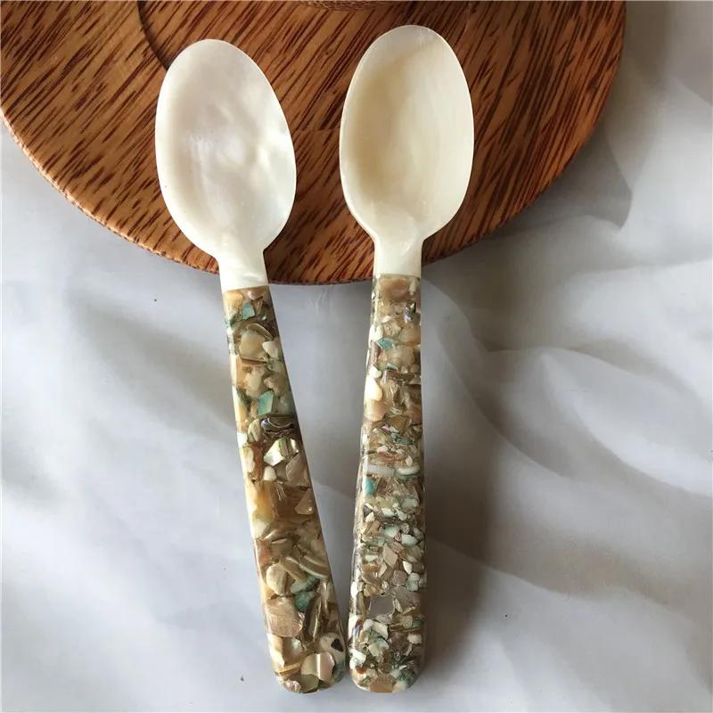 White Mother of Pearl Caviar Spoons for Caviar, Egg, Icecream Coffee ...