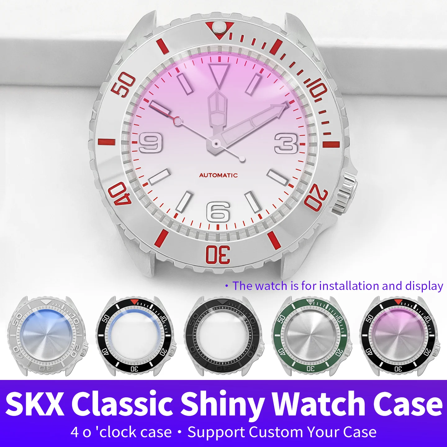 SKX Classic Shiny Silver Watch Case 4 O 'Clock Crown Stainless Steel ...