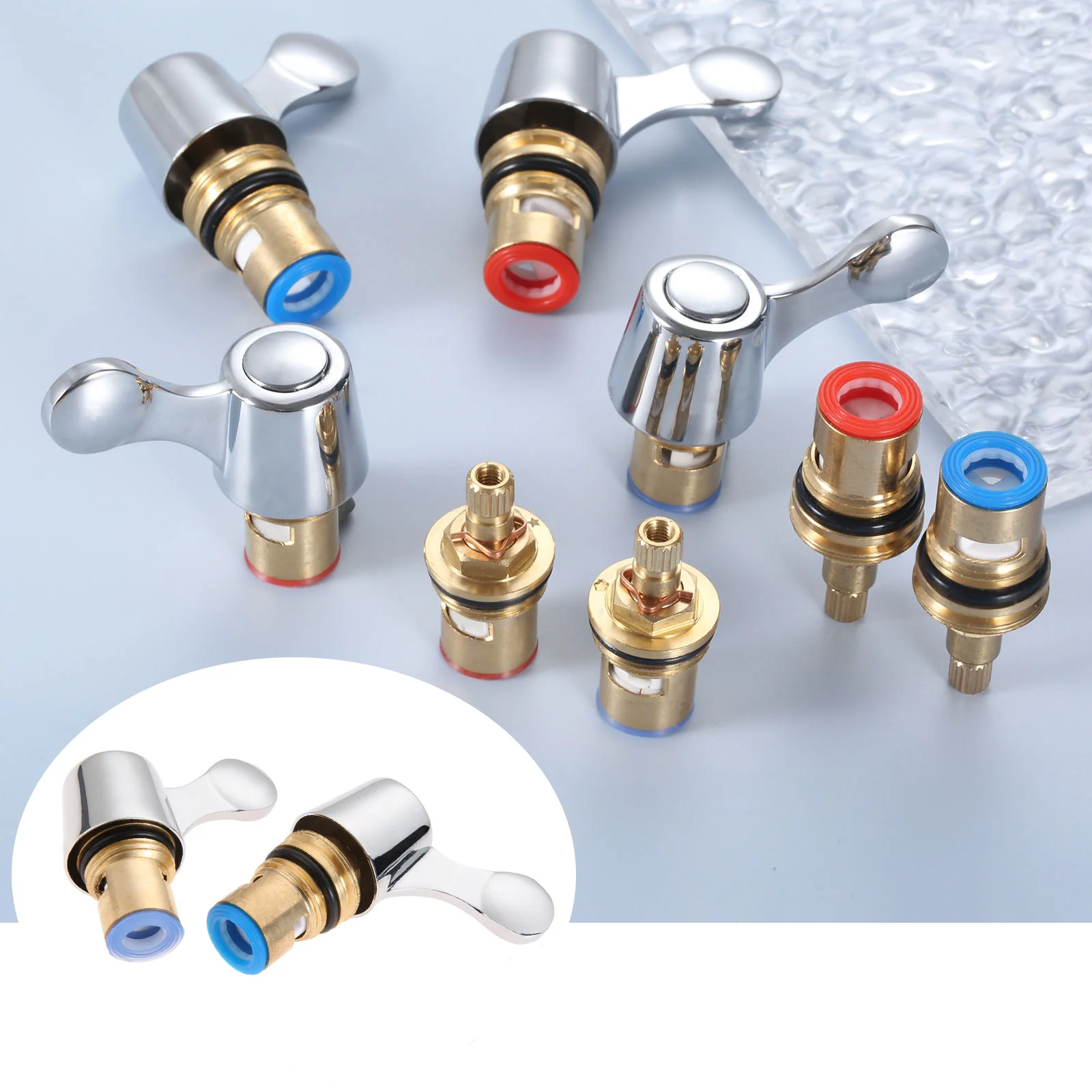 2Pc 1/2" Brass Ceramic Disc Tap Valve Quarter Turn Cartridges Gland ...