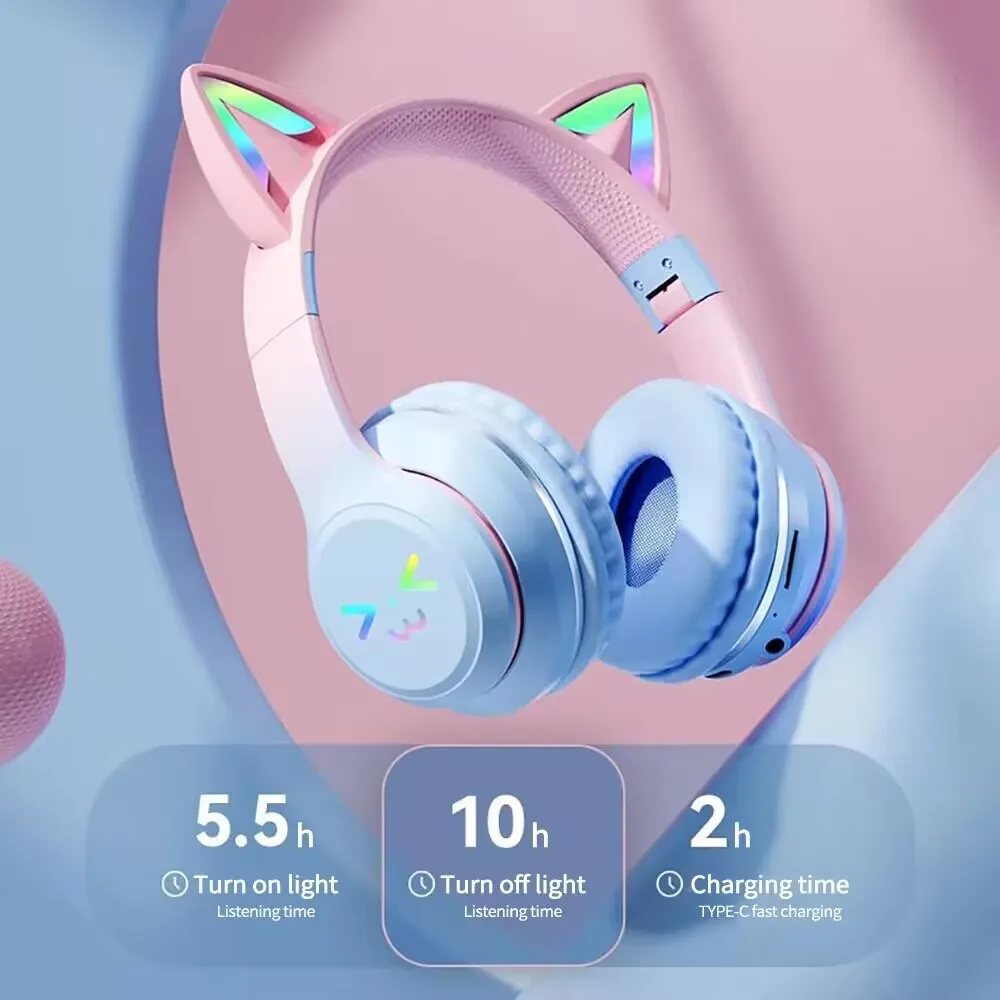 Cat-Ear-Headset-Gaming-Headphones-for-Pc-3-5mm-Wireless-Earpods ...
