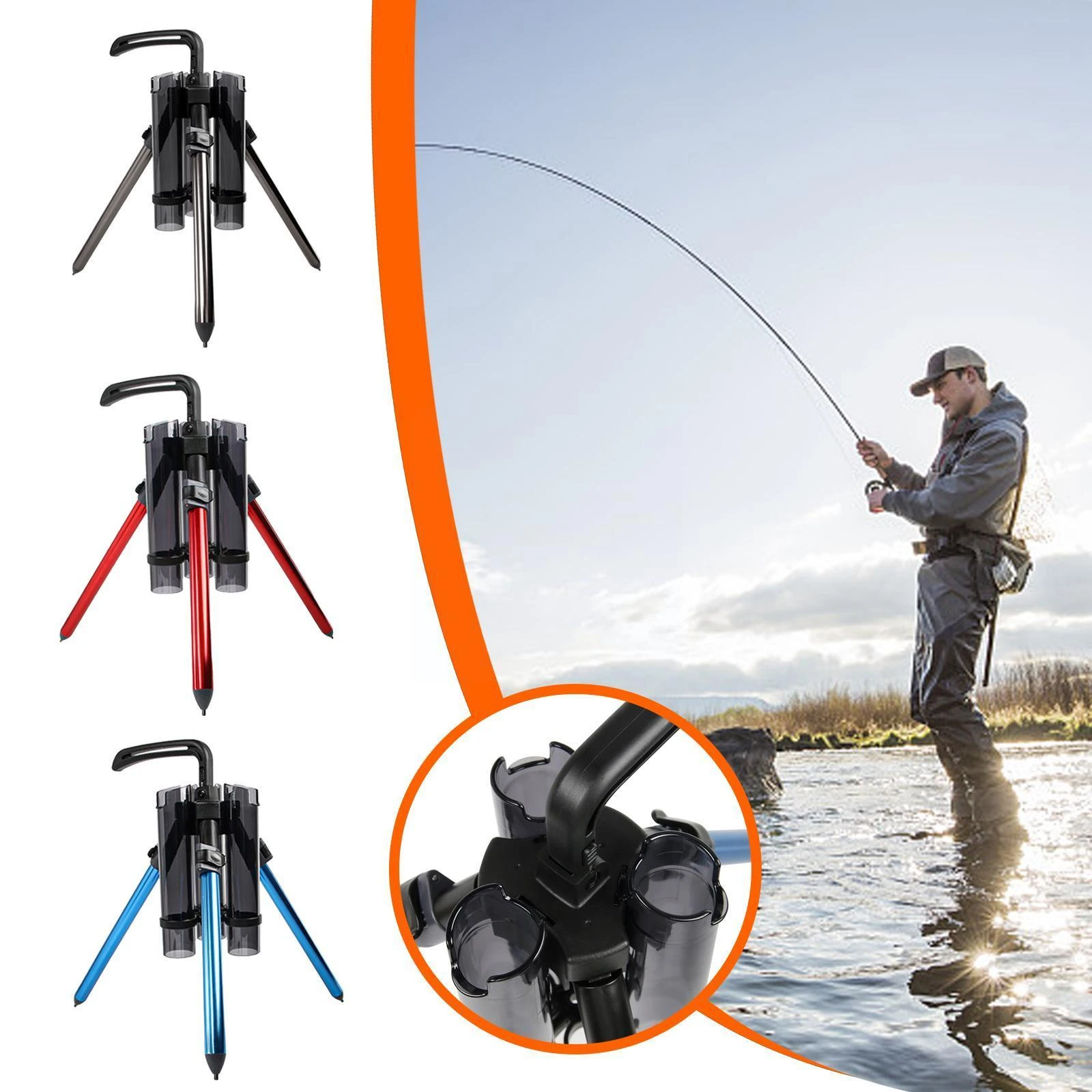 Portable Fishing Rod Tripod Bracket Adjustable Folding Aluminum Tools ...