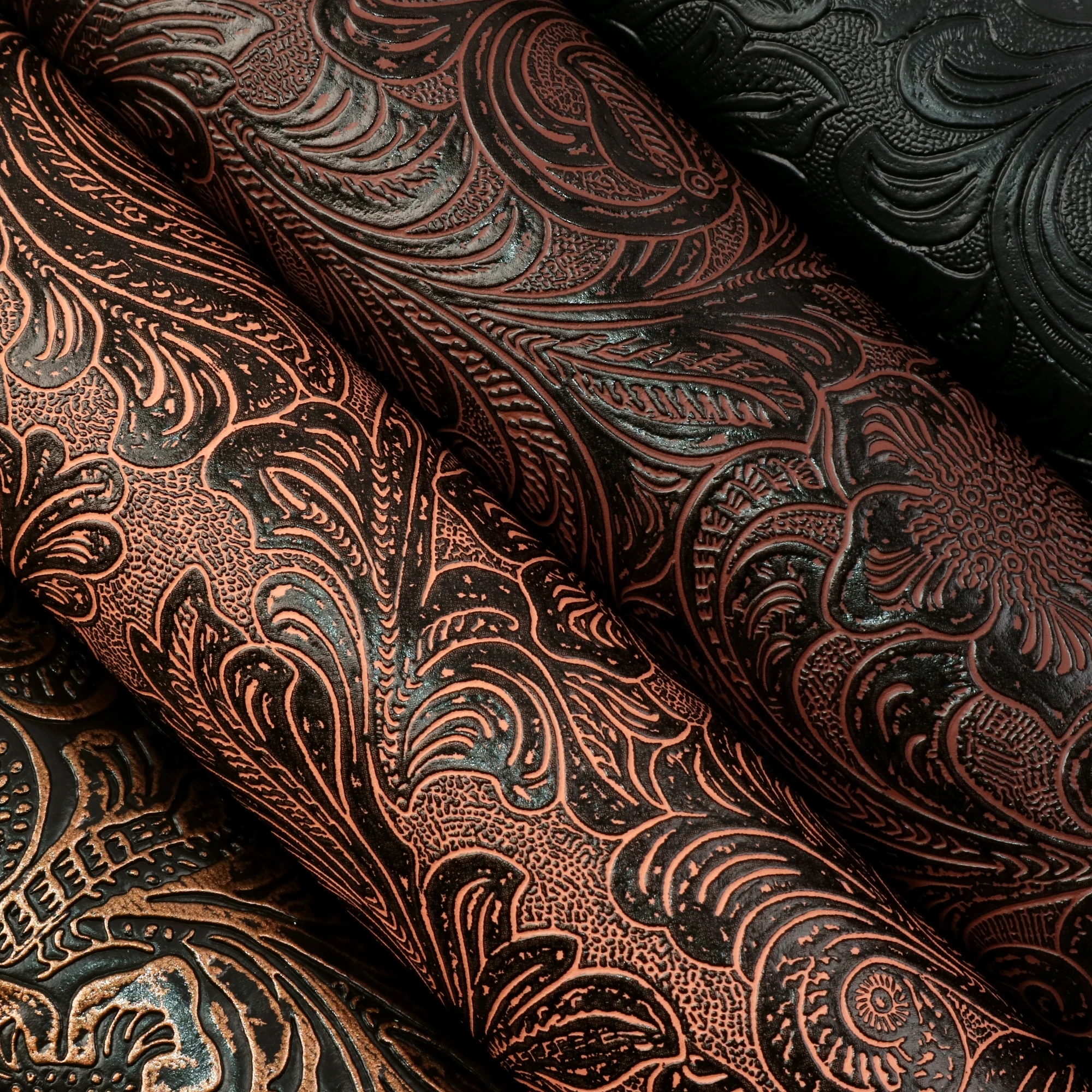 Geometric Patterns Retro Swirls Embossed Faux Leather Sheet Synthetic ...