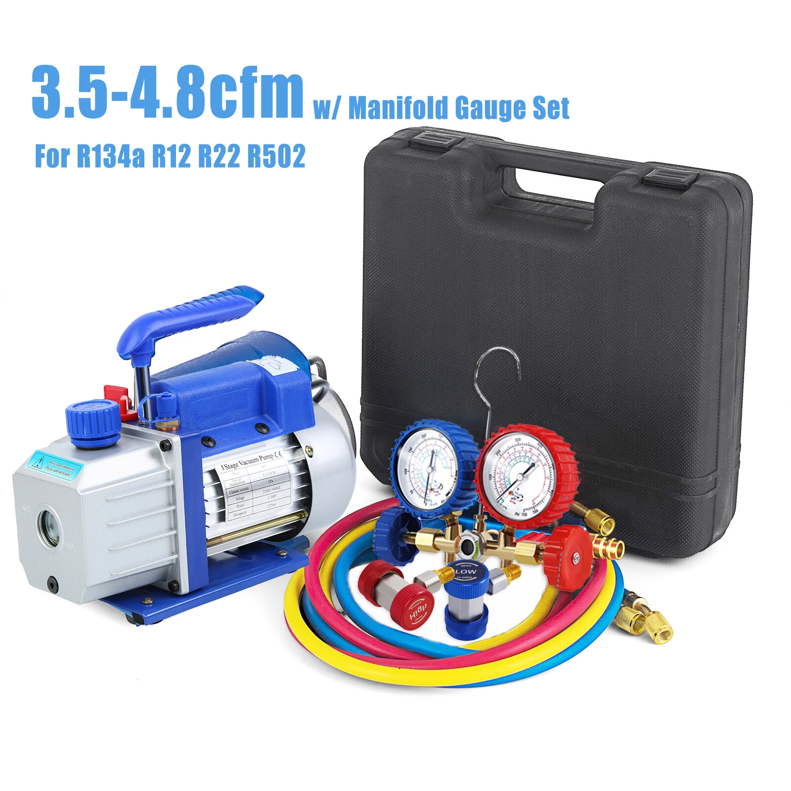 1-Stage-Refrigeration-Vacuum-Pump-With-3-5CFM-4-8CFM-Refrigerant-Air ...