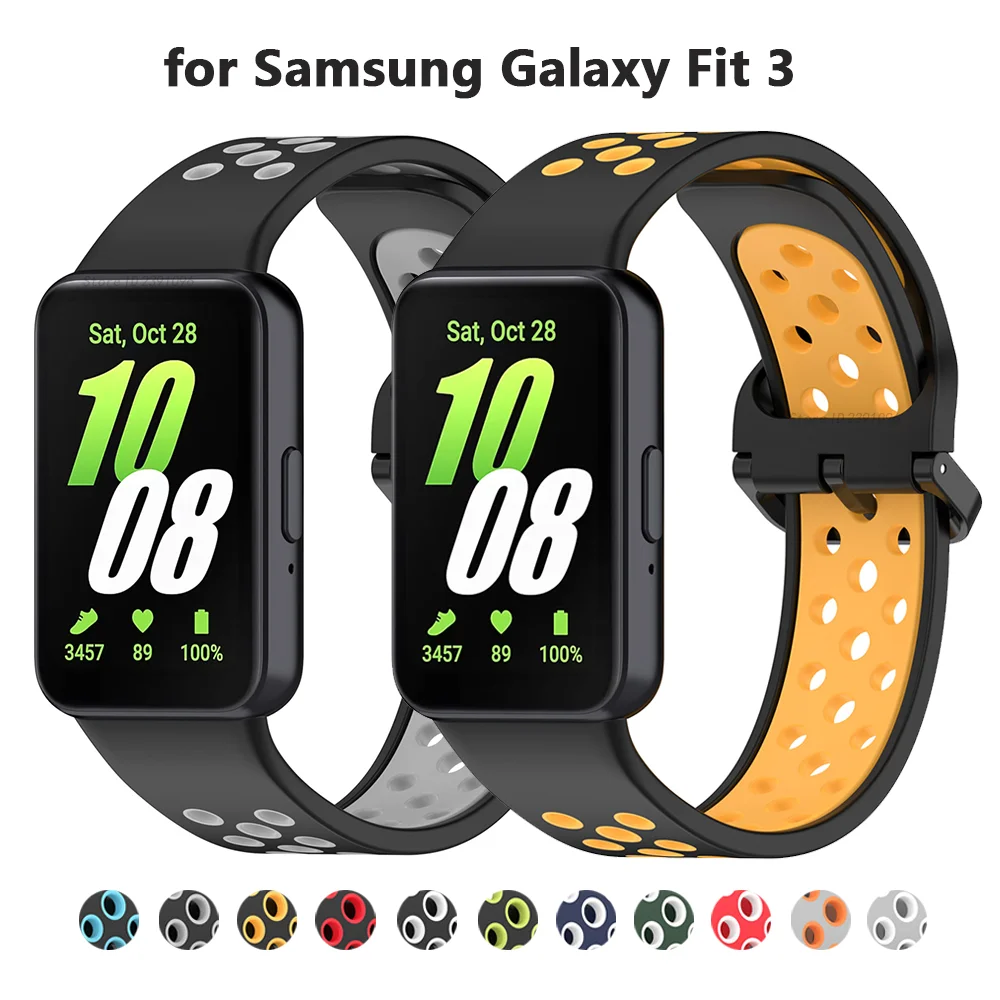 Bicolor Silicone Strap For Samsung Galaxy Fit 3 Bracelet Replacement ...