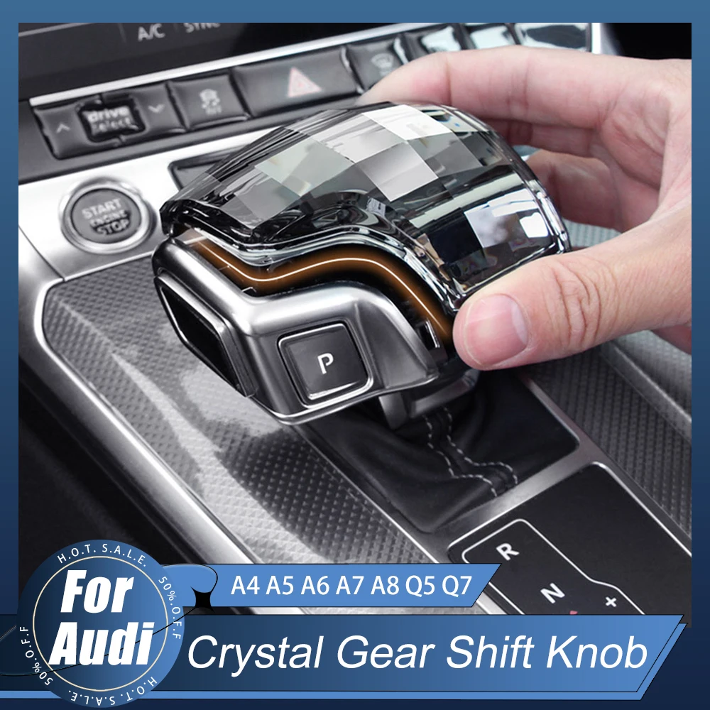 자동차 크리스탈 기어 시프트 노브 커버 수정된 핸들 커버 크리스탈 시프트 헤드 Rs S 라인 스티커 아우디 Q5 A6 A7 A8 A4 2017 2022 에 적합