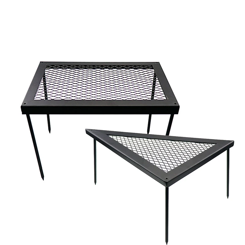 Iron-Net-Table-Campfire-Grill-Drain-Rack-Shelf-Outdoor-Camping-Picnic ...