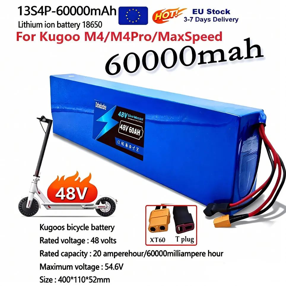 48V 60000mAh 14Ah 13S4P 18650 lithium battery pack with BMS suitable ...