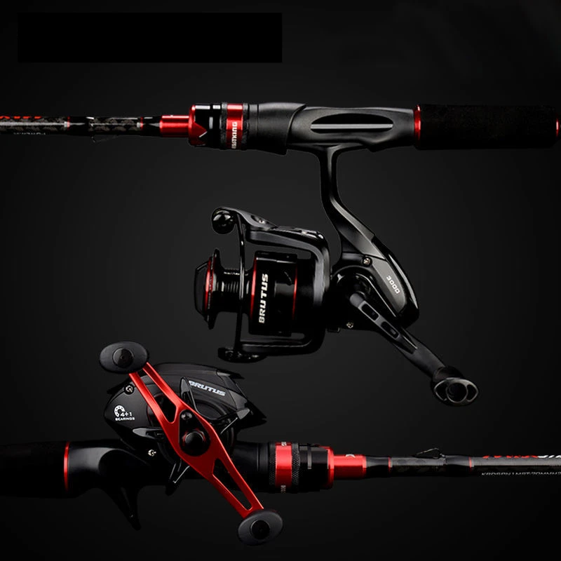 Steel Rod Carbon Spinning Cast Fishing Rod Set, Equipped With 1.80m 2 ...