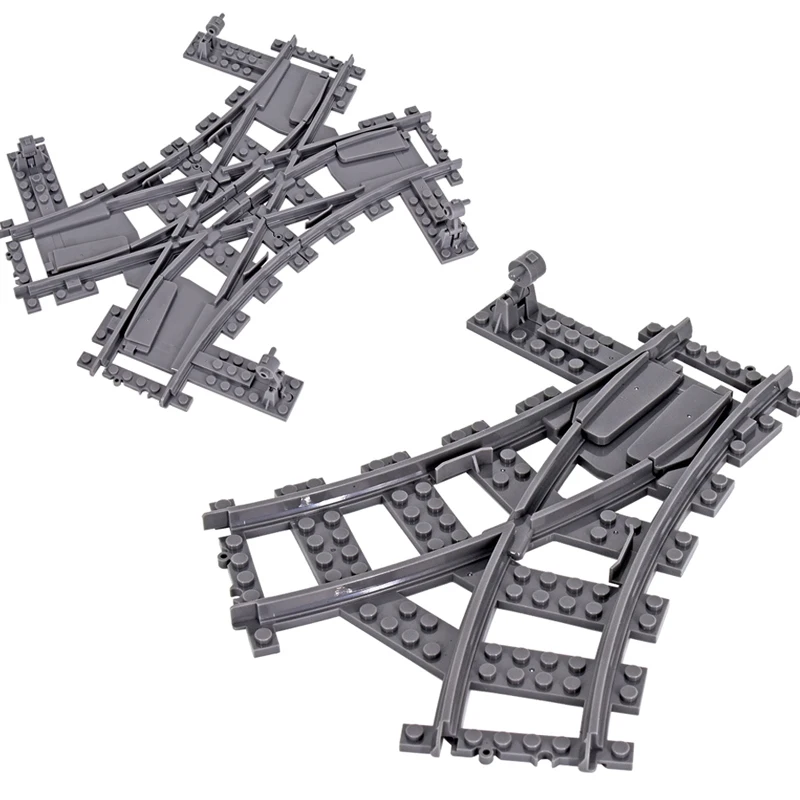 MOC City Train Rail Crossing Flexible Tracks Forked Straight Curved ...