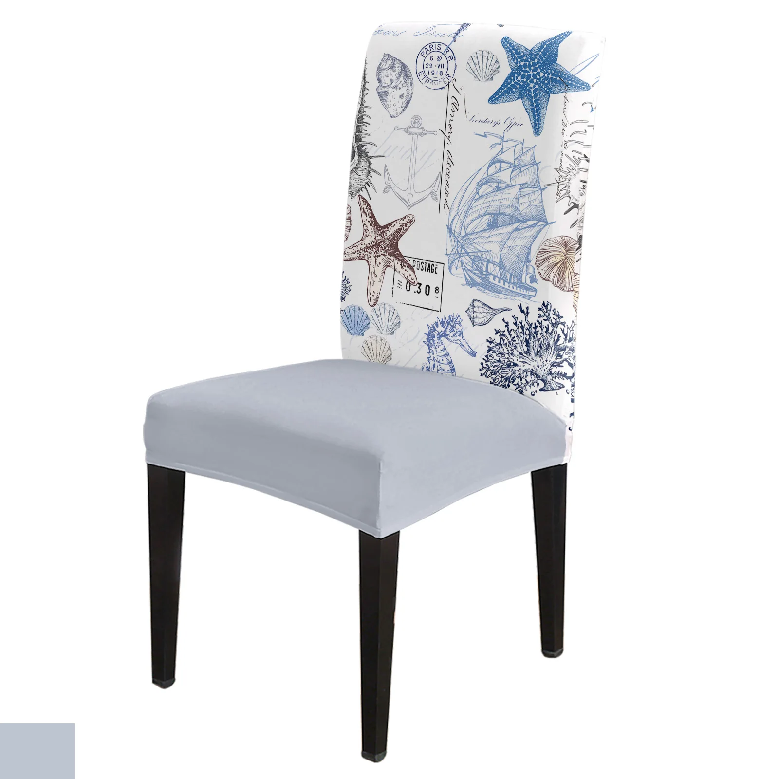Ocean-Starfish-Coral-Vessel-Shell-Dining-Chair-Cover-4-6-8PCS-Spandex ...