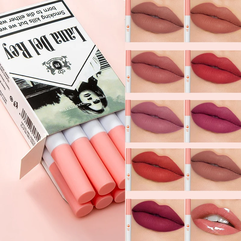 NEW-Matte-Lipstick-Kits-10pcs-Lana-Del-Rey-Smoke-Lipsticks-Velvet-Lip ...