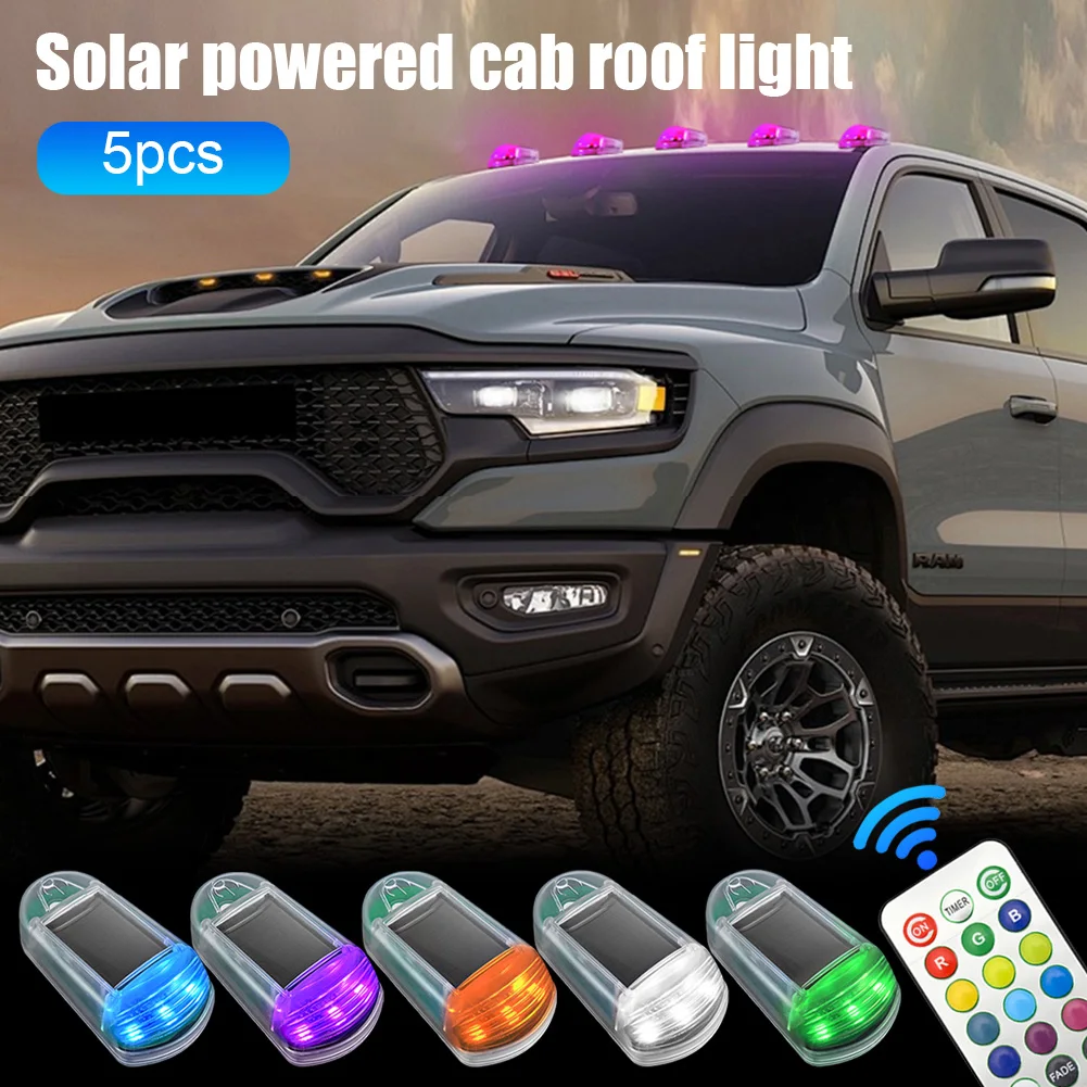 5pcs Solar Remote Control Roof Colorful Car Lights Compatible with ...