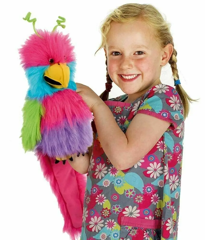 Large-Bird-Blue-Green-Macaw-Hand-Puppet-Parrot-Game-Plushie-Soft-Plush ...