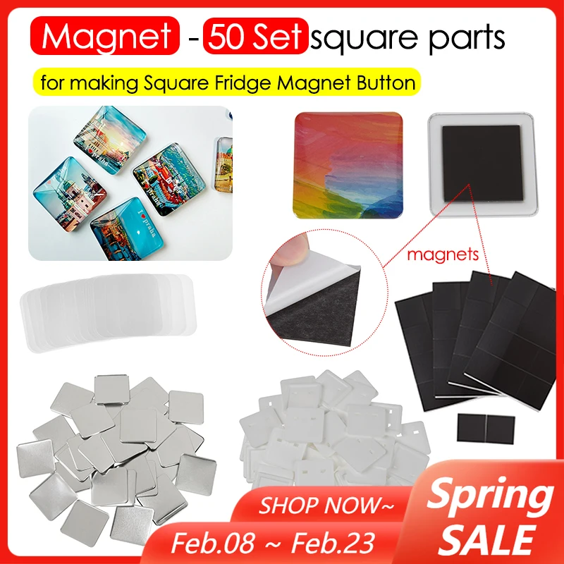 50Set 50*50MM Square Fridge Magnets Making Parts for DIY Refrigerator ...