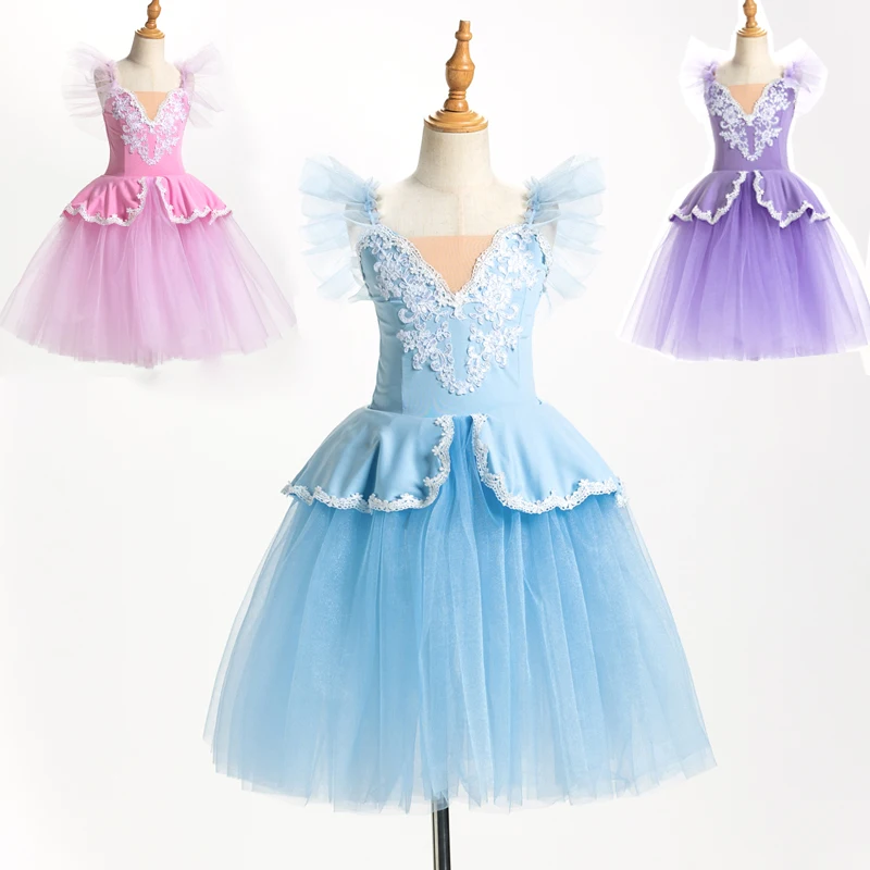 Royal Blue Ballerina Dress Girls Ballet Skirt Long Dance Dress For ...