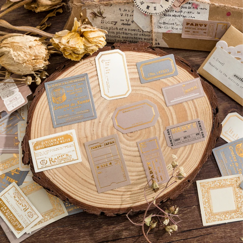 30pcs-pack-Vintage-Bronzing-Label-Stickers-Scrapbooking-Decor-Junk ...