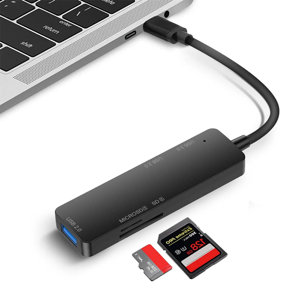 USB noir - 3 ports USB 3.0 HUB Lecteur De Carte USB type C c Diviseur ...