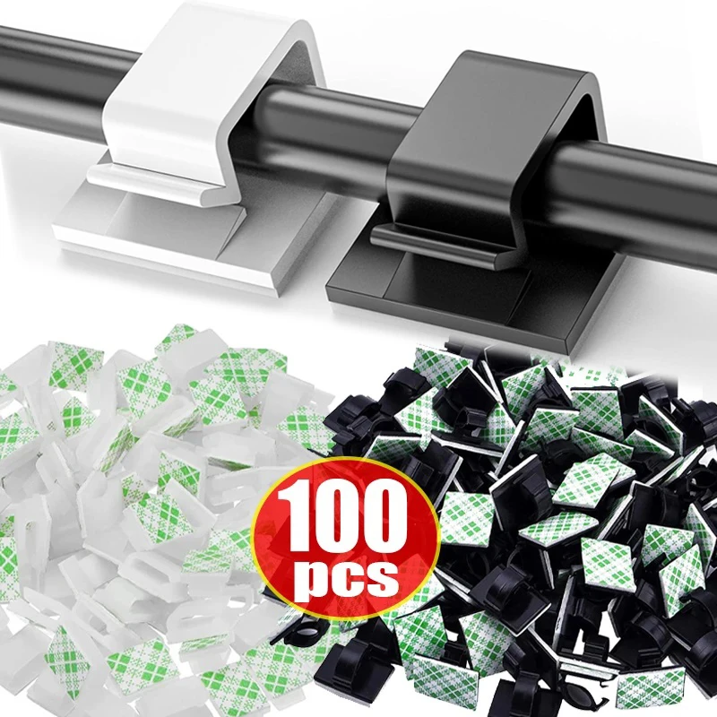 100-50-30-10PCS-Desktop-Cable-Organizers-Clips-Self-Adhesive-Cord ...