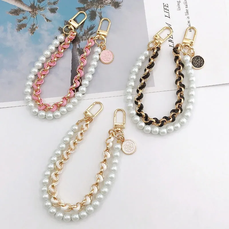 Korean-Mobile-Phone-Leather-Pearl-Camellia-Bracelet-Chain-For-iPhone-14 ...