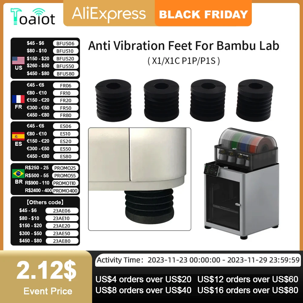 Anti-Vibration-Feet-Pad-For-Bambu-Lab-X1-X1C-Anti-slip-Anti-Shock ...