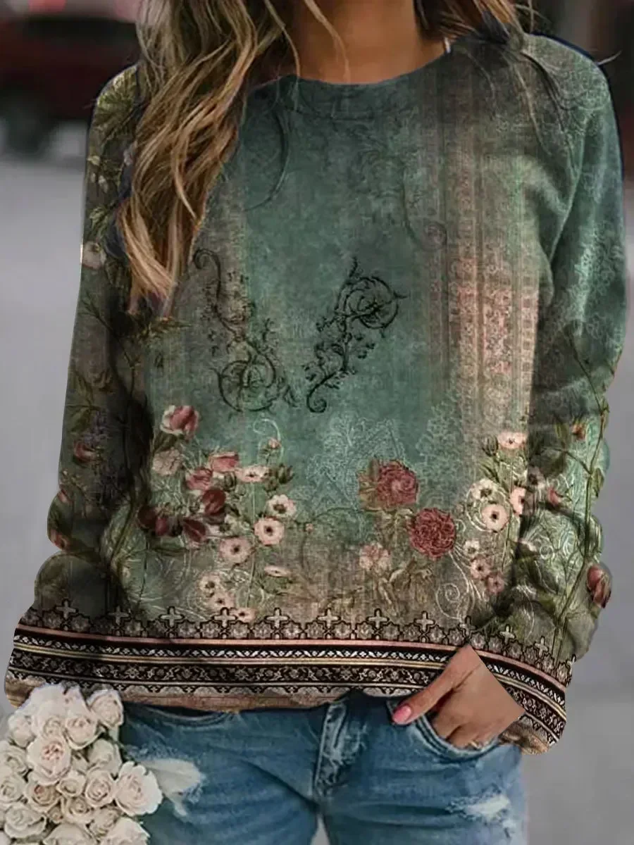 Su-ter-de-estilo-tnico-con-cuello-redondo-para-mujer-ropa-informal ...